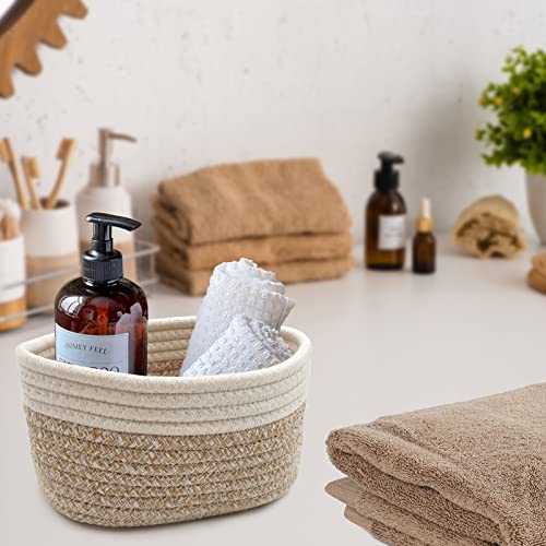 Zalaxt Cotton Rope Storage Baskets, 3 Pcs Woven Baskets for Storage for Organizing Baby Diaper and Toys Boho Basket, Nursery Storage Bin