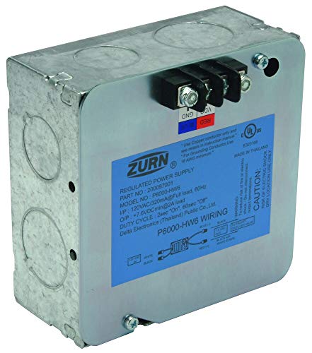 Zurn P6000-HW6 7.6VDC Hardwired Power Converter for 6VDC Flush Valves and Faucets, Steel