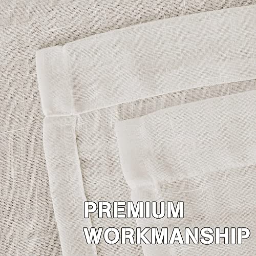 H.VERSAILTEX Linen Curtains Natural Blended Curtain Panels for Living Room/Light Reducing Linen Sheer Curtains 84 inch Length 2 Panels Set Nickel Grommet Window Panels, Natural