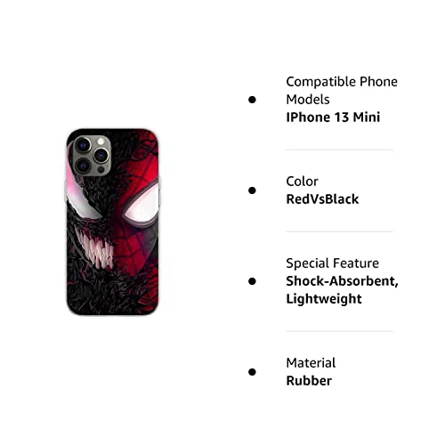 Compatible with iPhone 13 Mini Case Fans Red Man Vs Black Guardian Face Half for Boy Girls Lady Men Soft TPU Shockproof Silicone Phone Protective Case Cover