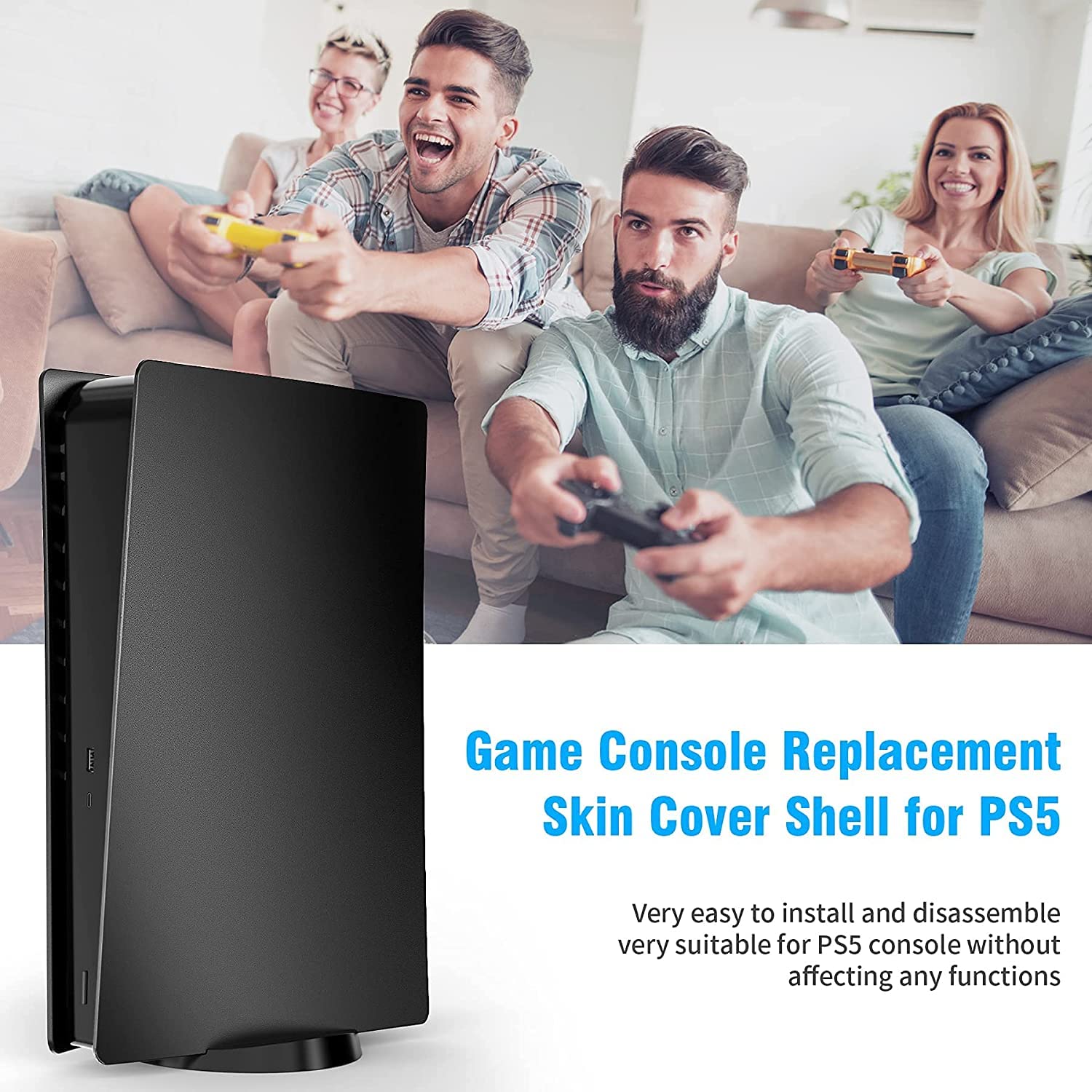 Benazcap Faceplate for PS5 Digital Edition, Hard Shockproof Playstation 5 Plates PS5 Face Plate Cover Shell Skin Case, ABS PS5 Console Plate Replacement PS5 Side Plate, Black