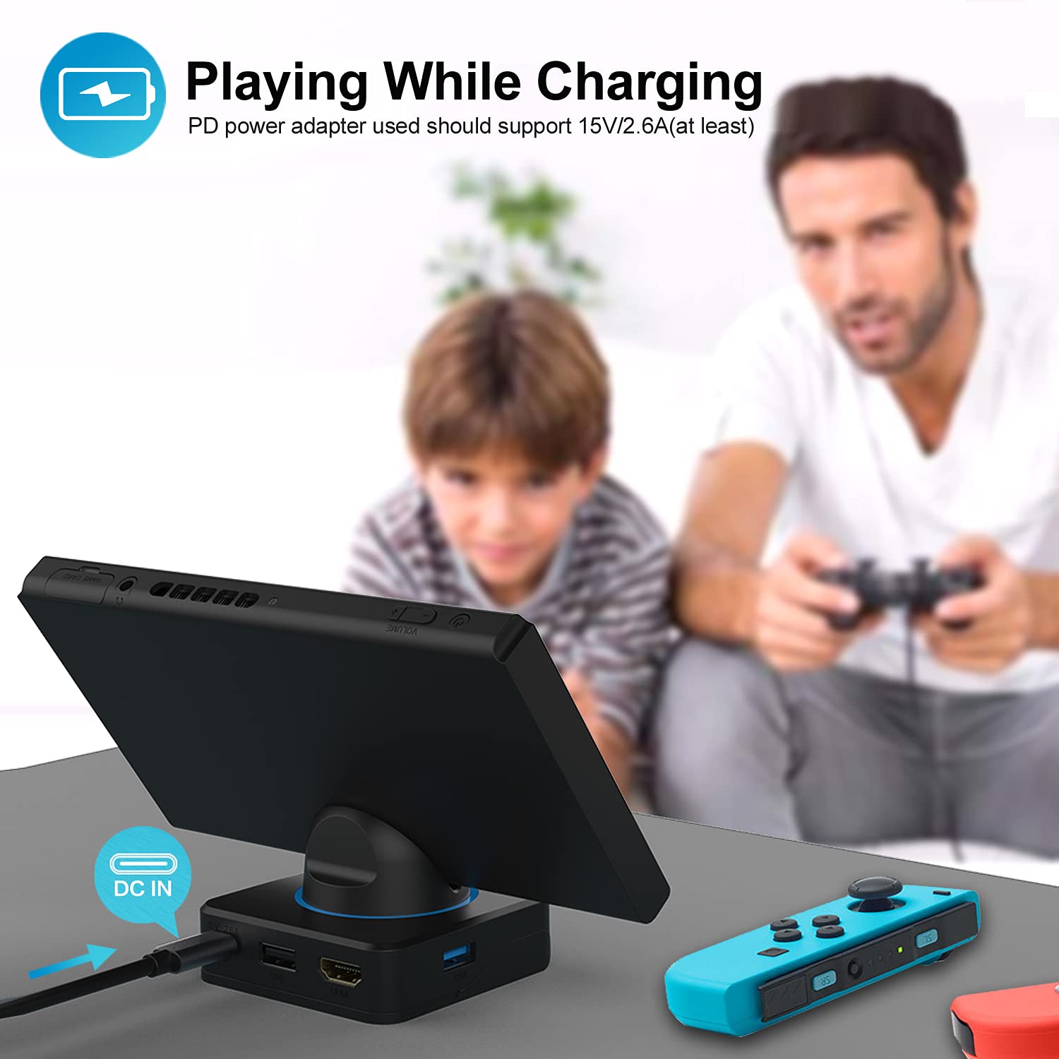 Kkf Switch Dock, 4K HDMI Nintendo Switch Docking Station for TV/Switch OLED,Portable Nintendo Switch TV Adapter Charging Dock with USB 3.0 2.0- Requires More Than 35W Charging No Cables (Black -1)