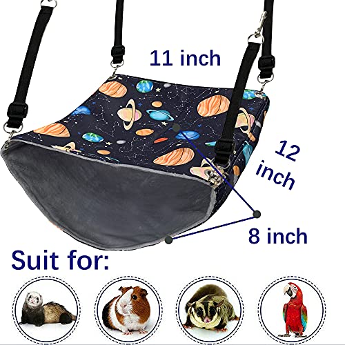 Ferret Cage Accessories Cute Ferret Rat Bed Stuff for Cage Set Supplies 2 IN1(Black Galaxy)