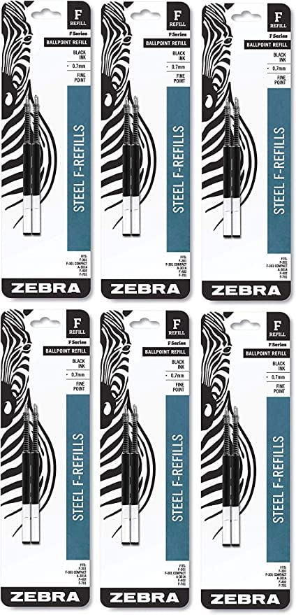 Refill for F301, F301 Ultra, F402, 301A, Spiral Ballpoint, Fine, Black, 2/Pack-6 Pack