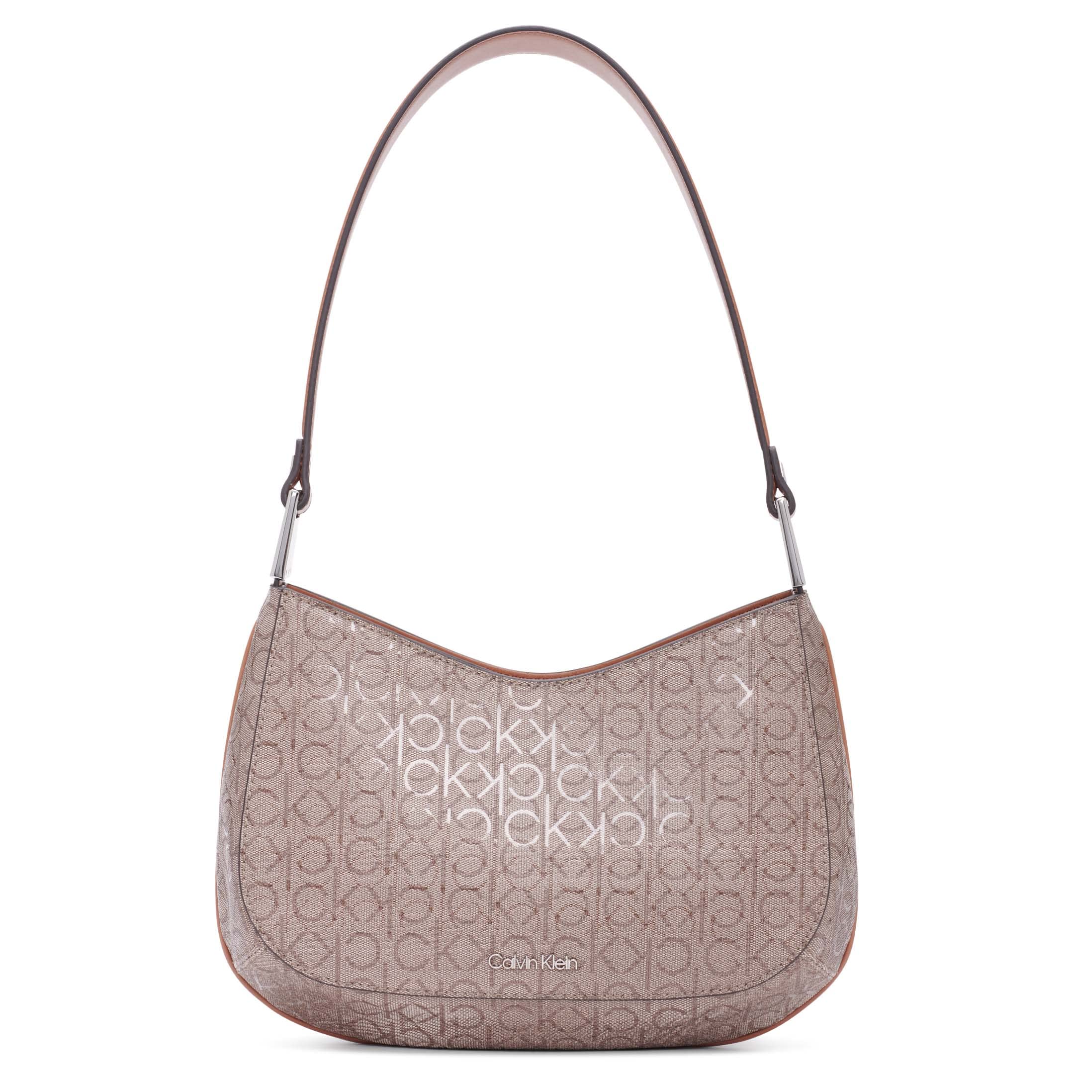 Calvin Klein Charlie Top Zip Organizational Shoulder Bag, Almond/Taupe/Orchid