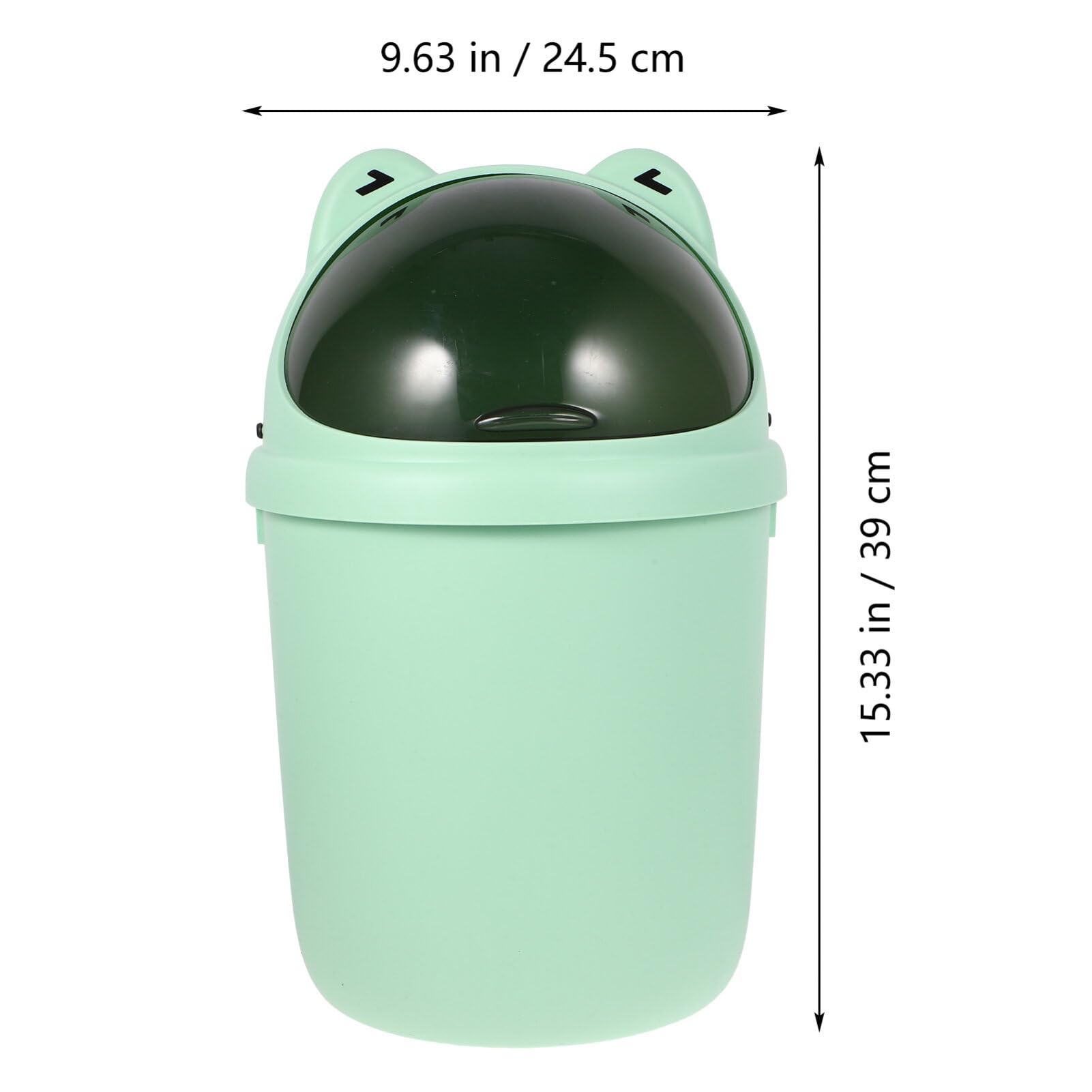 DEARMAMY Cute Frog Trash Can Plastic Wastebasket Kawaii Waste Garbage Bin with Lid Bathroom Trash Can Garbage Basket Bin Rubbish Container Under Desk Trash Bin for Kid Room