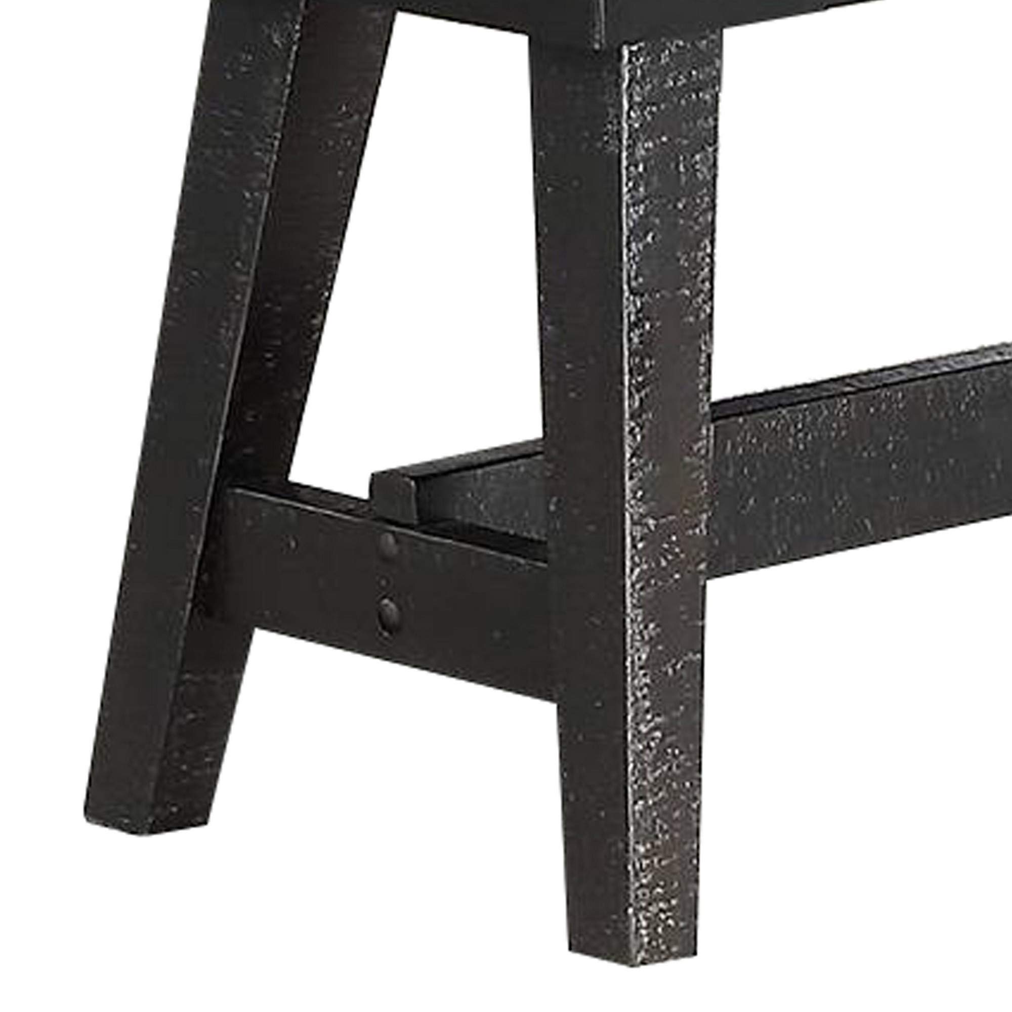 Benjara Rectangular Wooden Bench with Slanted Tapered Legs, Black