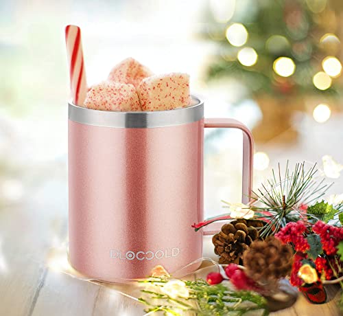 DLOCCOLD Insulated Coffee Mug with Handle 12 oz Stainless Steel Travel Coffee Cup with Lid Spill Proof Reusable Thermos Coffee Cups for Men Women