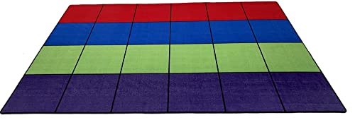 KidCarpet.com Blocks Seating Classroom Rug Multi with 24 Squares, 7'6" x 12' Rectangle