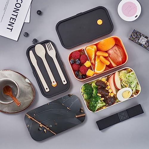 Enchanted Plant Leaves Adult Lunch Box, Bento Box, With Cutlery Set Of 3, 2 Compartments, Rectangular, Lunch Box For Adults