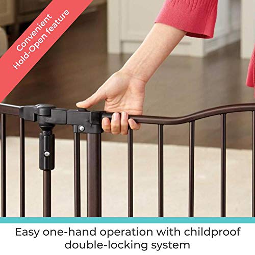 Toddleroo by North States 72” wide Deluxe Décor Baby Gate: Sturdy safety gate with one hand operation. Hardware Mount. Fits 38.3 - 72” Wide. (30" Tall, Matte Bronze)