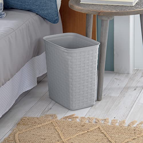 Sterilite 10346A06 3.4 Gallon/13 Liter Weave Wastebasket, Cement, 6-Pack