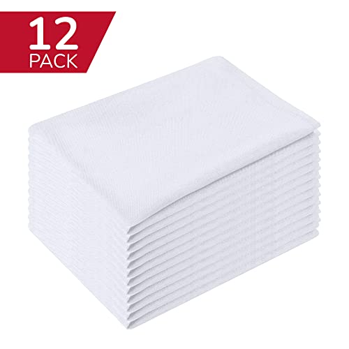 Leviharmony 12 Pack Cloth Napkins β White β 17 x 17 Inch β 100% Polyester Dinner Napkins β Table Napkins for Restaurant, Events and Weddings