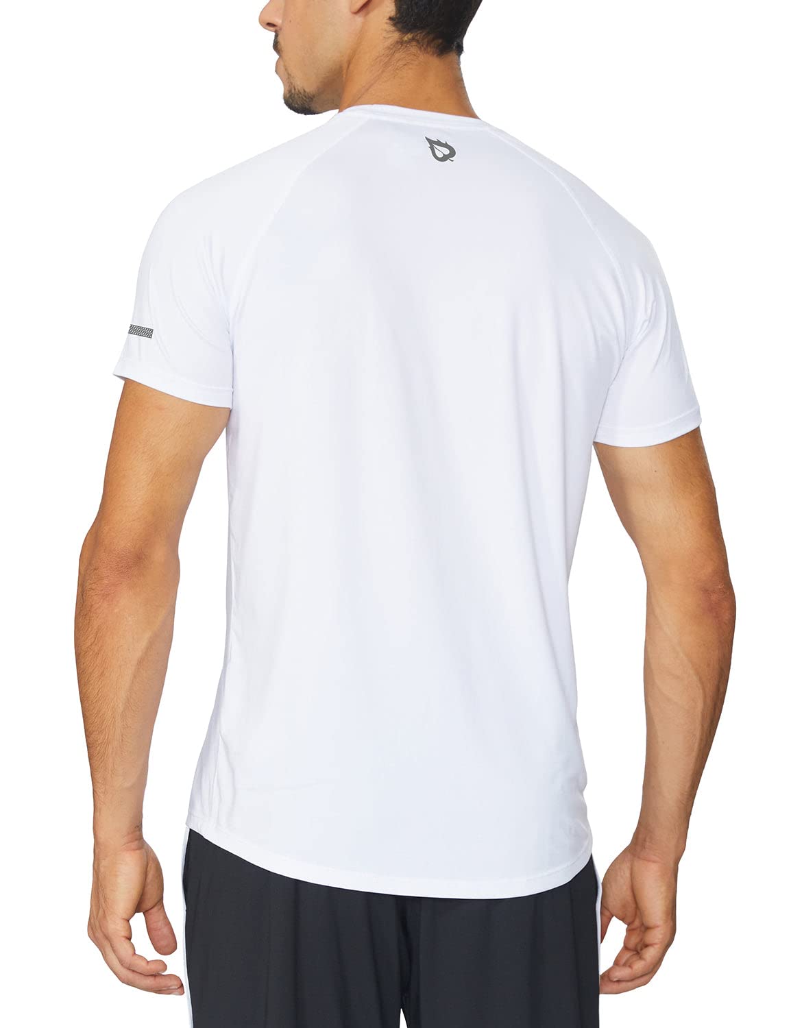 BALEAF Men's Running Shirts Workout Short Sleeve Athletic Gym T-Shirt Quick Dry White M