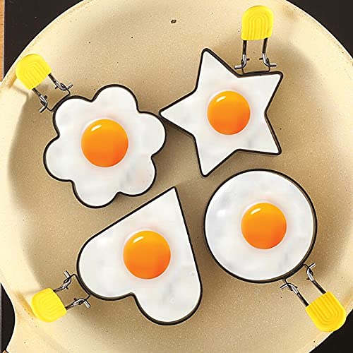 Egg Ring, 4 Pack Stainless Steel Egg Ring With Non Stick Metal Shaper Circles for Fried Egg McMuffin Sandwiches, Egg Maker