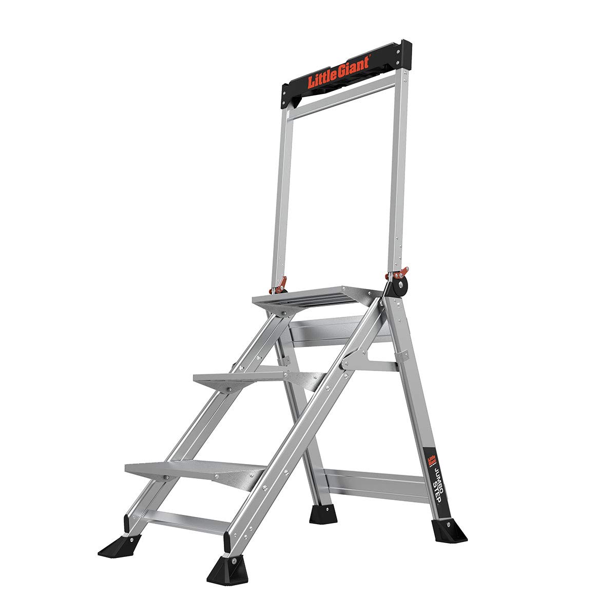 Little Giant Ladders, Jumbo Step, 3-Step, 2 Foot, Step Stool, Aluminum & Little Giant Ladders, Jumbo Step, 4-Step, 3 Foot, Step Stool, Aluminum, Type 1AA, 375 lbs Weight Rating, (11904)