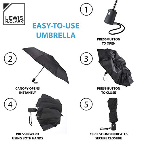 Lewis N. Clark Windproof & Water Repellent Fabric, Automatic Open Close & 1 Year Warranty, Teal, One Size
