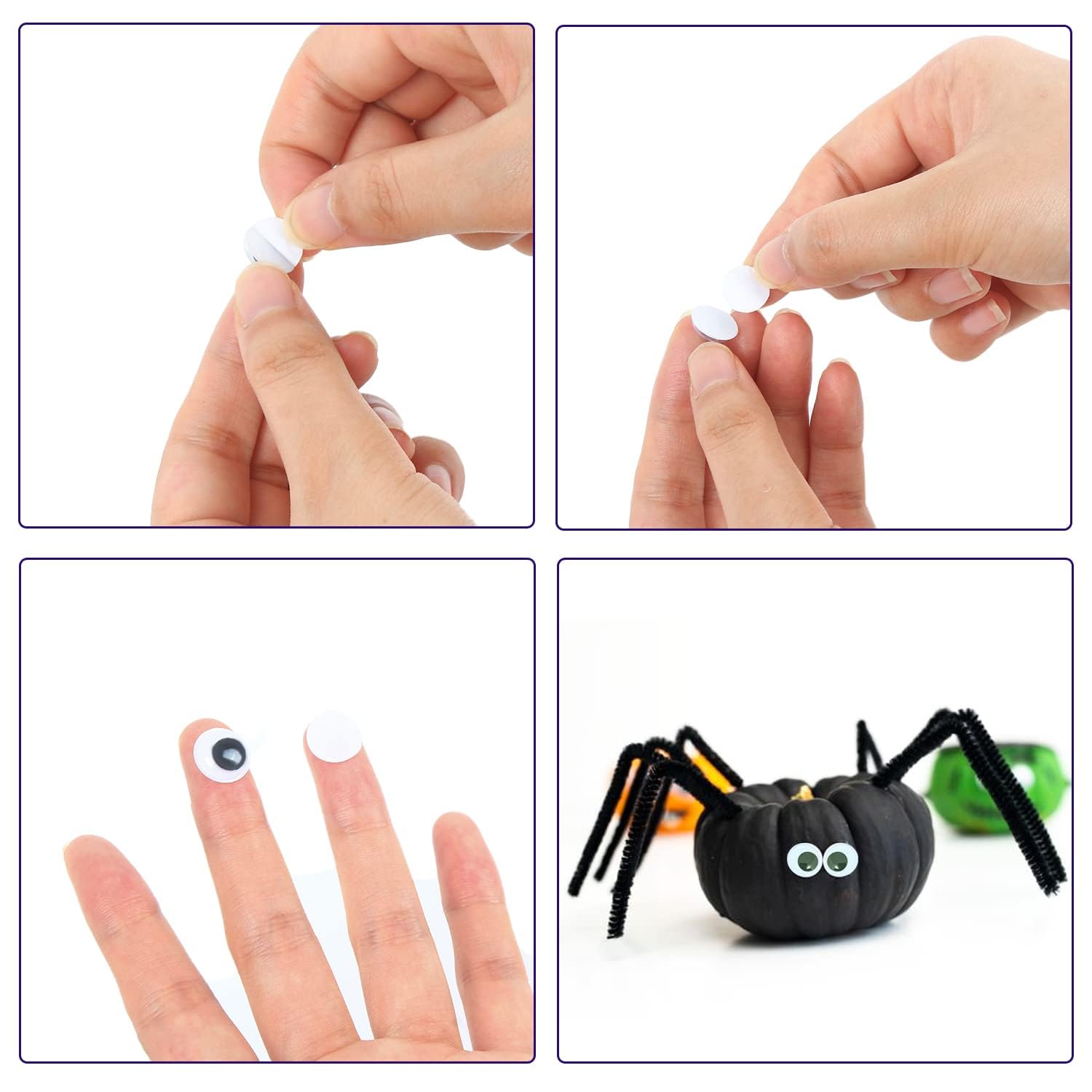 Decora 1000 Pieces 8mm Round Wiggly Googly Eyes with Self-adhesive for Scrapbooking and Crafts