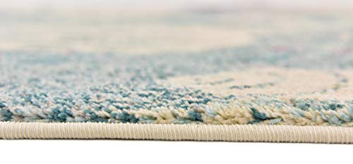 Unique Loom Positano Collection Coastal Modern Coral Lobster Shells Light Blue Area Rug (5' x 8')