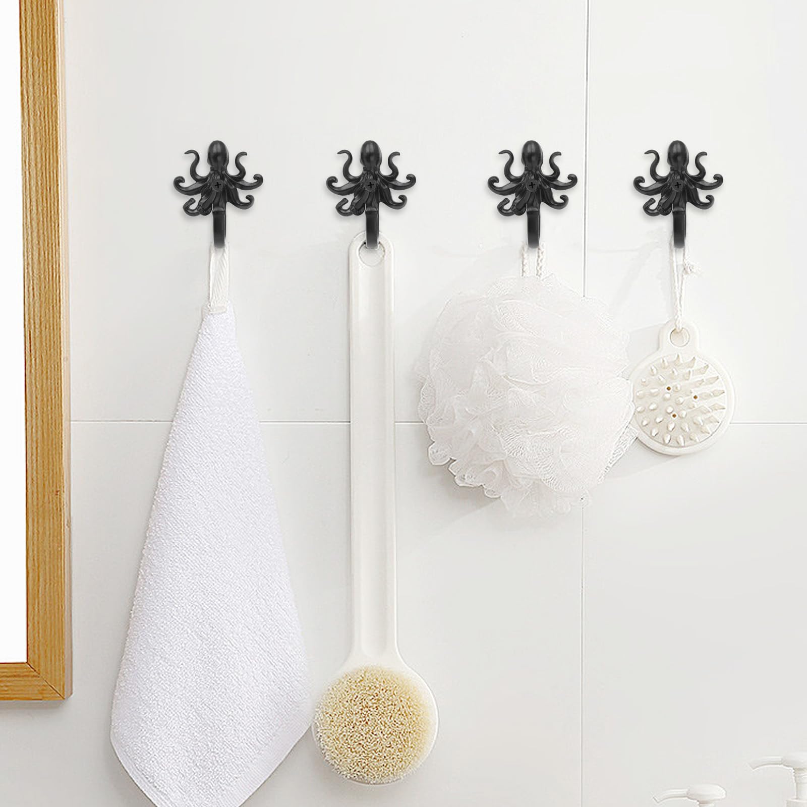 FANYUN 5 Pack Coat Hooks Wall Hooks, Octopus Decorative Wall Mounted Hooks Rustic Metal Hanger for Towel, Key Holder, Hanging Coats, Scarves, Bags, Purses, Backpacks Home Decor (Octopus)