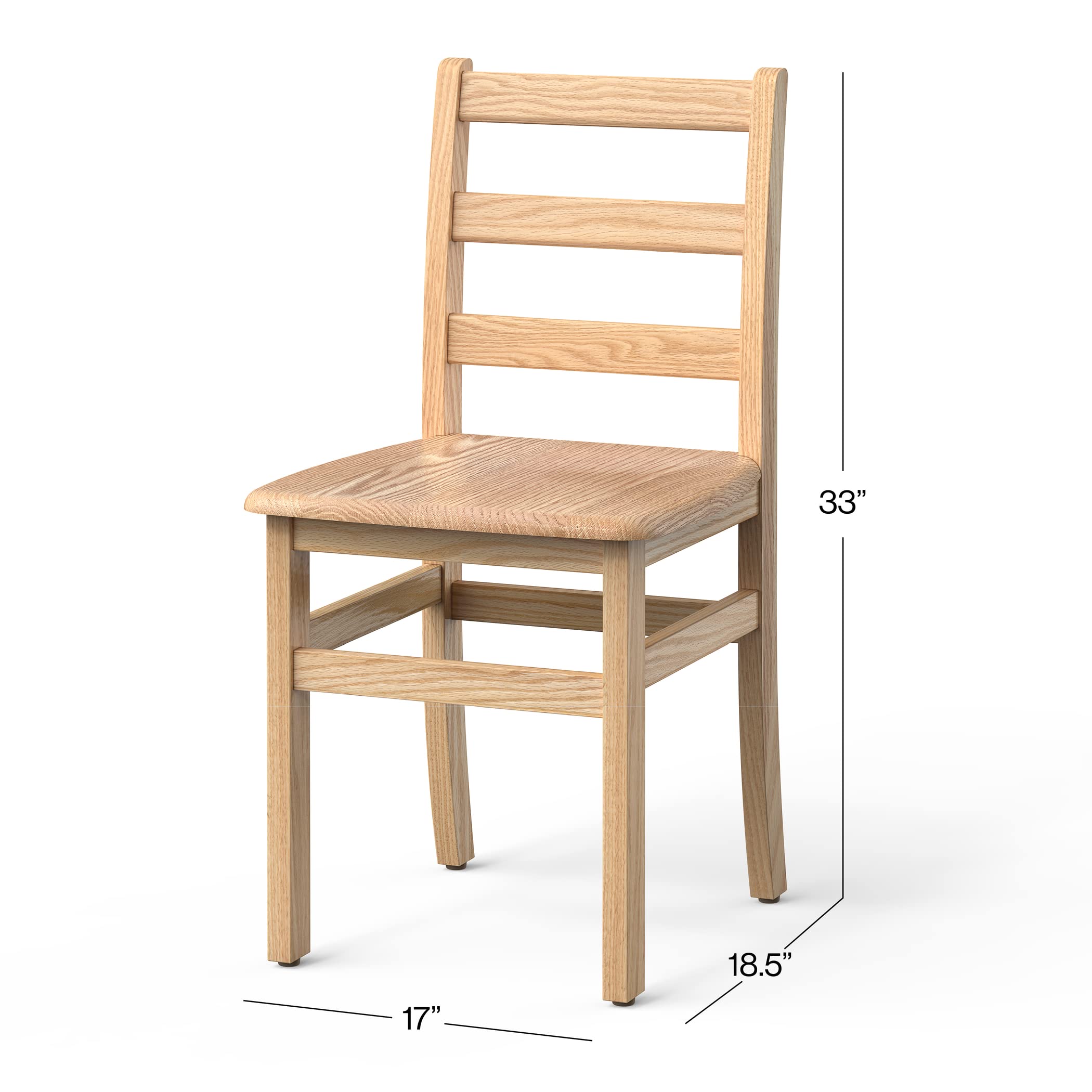 Foundations Little Scholars Ladderback Solid Hardwood Classroom Teacher Chair, Made in USA, Fully-Assembled, (18 Inch Seat Height, Ages 13+)