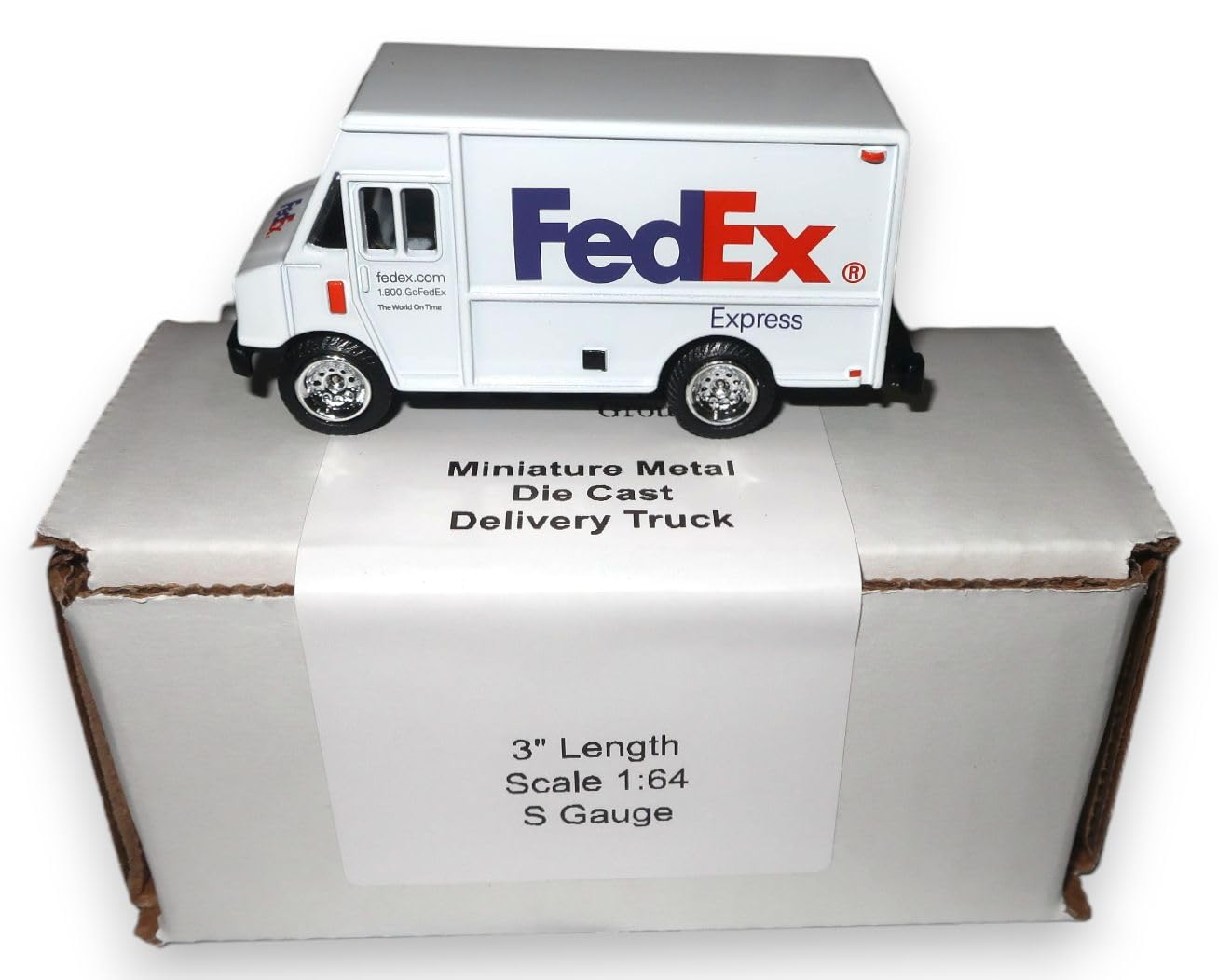 FedEx Express Miniature Delivery Truck - 3" Length - Scale 1:64 - Gauge S - Sold as a Display or Collectable Item, Not as a Child's Toy