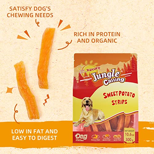 Jungle Calling Natural Sweet Potato Dog Treats, Low Fat, Skinless Sweet Potato Chews for Dogs Training Snacks