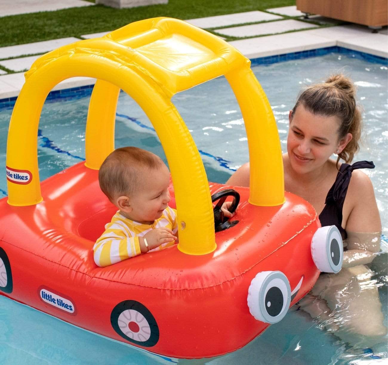Little Tikes Cozy Coupe Inflatable Baby & Kids Pool Float, Red Car Coupe with beeping Horn. Easy to use a Great Float to Introduce Your Young Ones to The Water.