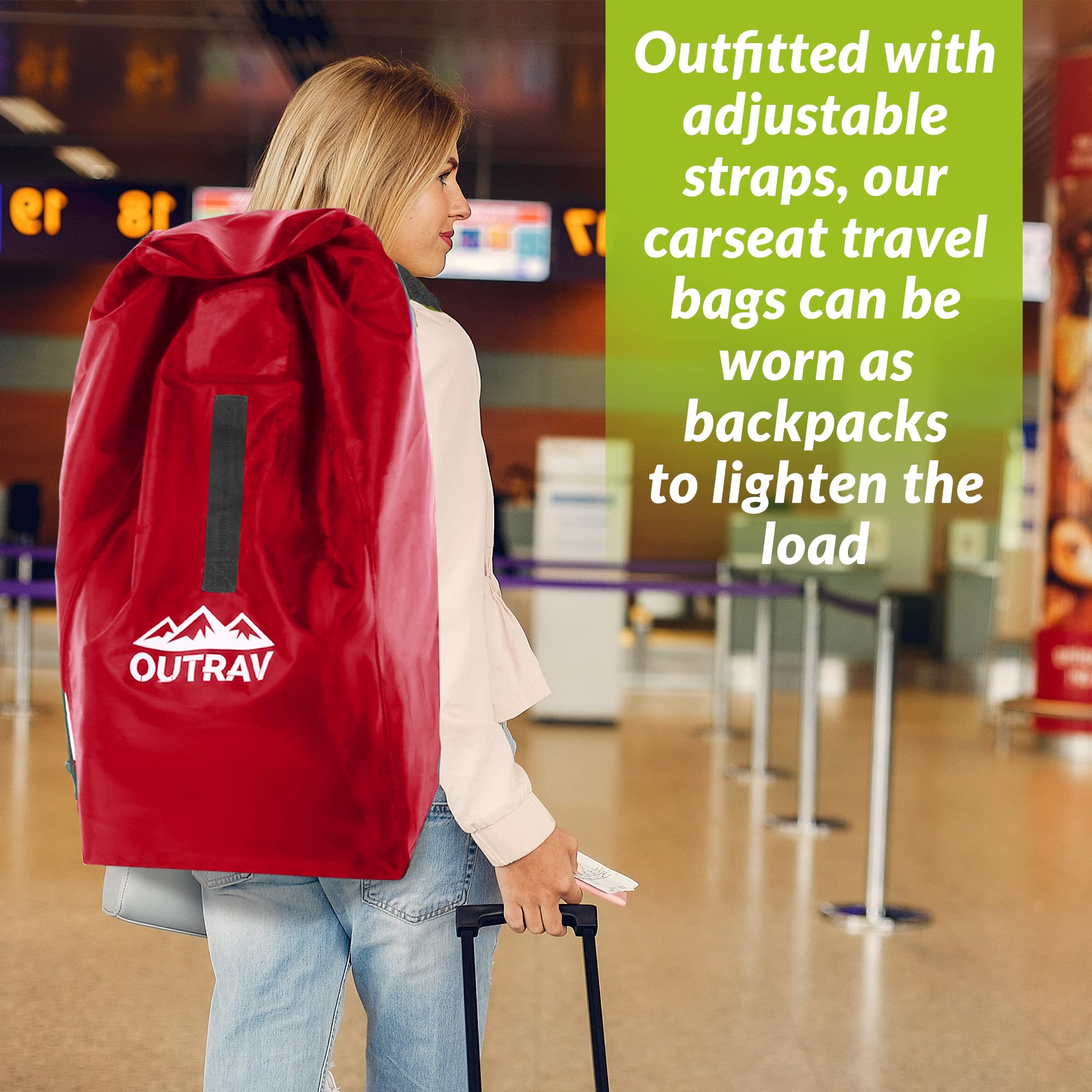 Car Seat Travel Bag with Backpack Straps β Protective Airport Approved Airplane Baggage Gate Check Luggage Storage Sack for Traveling with Booster or Carseat β Universal 2-in-1 Carrying Jacket System