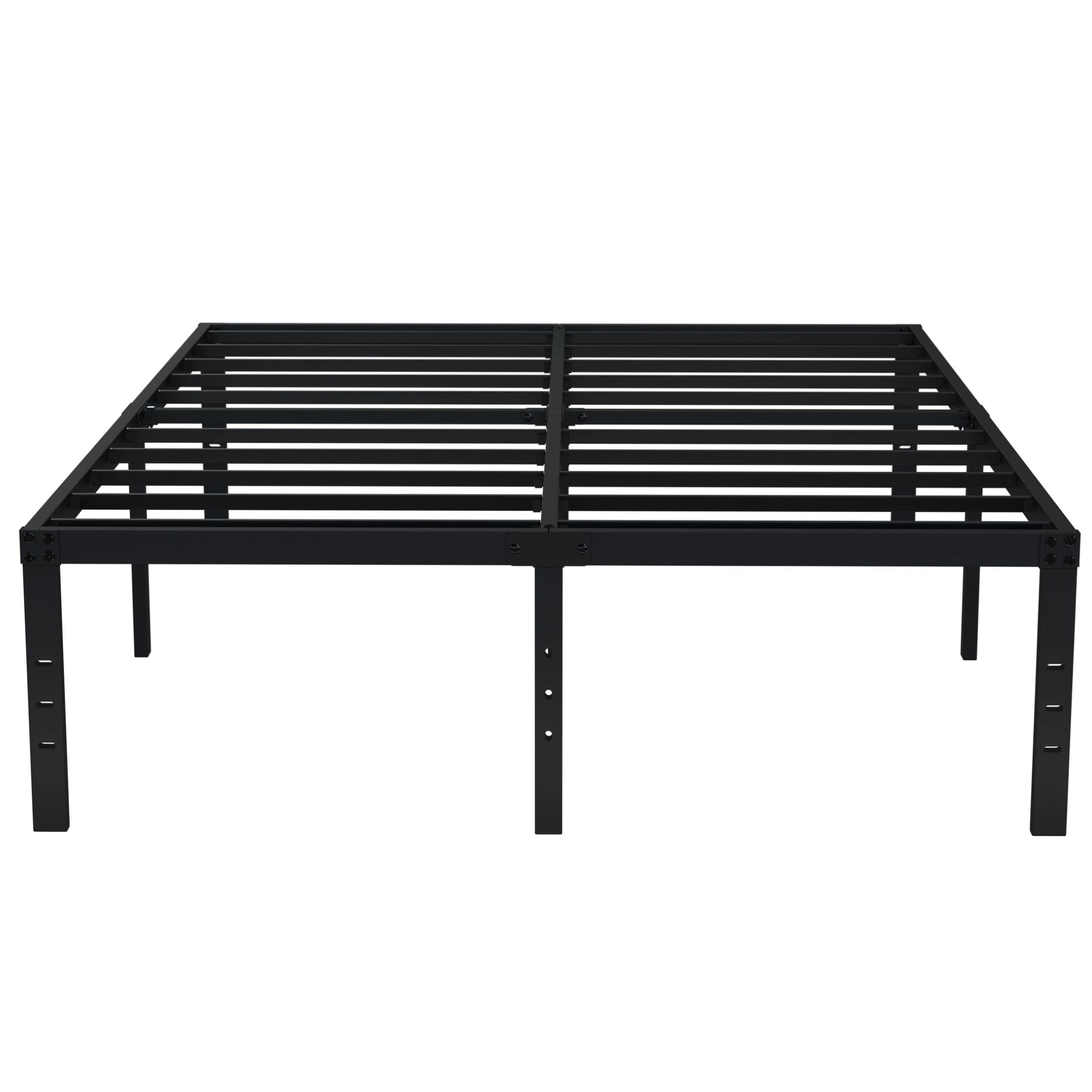 EMODA 18 Inch California King Bed Frames Heavy Duty Tall Metal Cal King Platform with Large Storage Space, No Box Spring Needed, Noise Free, Black