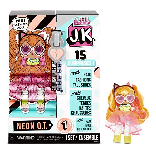 L.O.L. Surprise! JK Neon Q.T. Mini Fashion Doll with 15 Surprises Including Dress Up Doll Outfits, Exclusive Doll Accessories- Gifts for Girls and Mix Match Tosy for Kids 4-15 Years