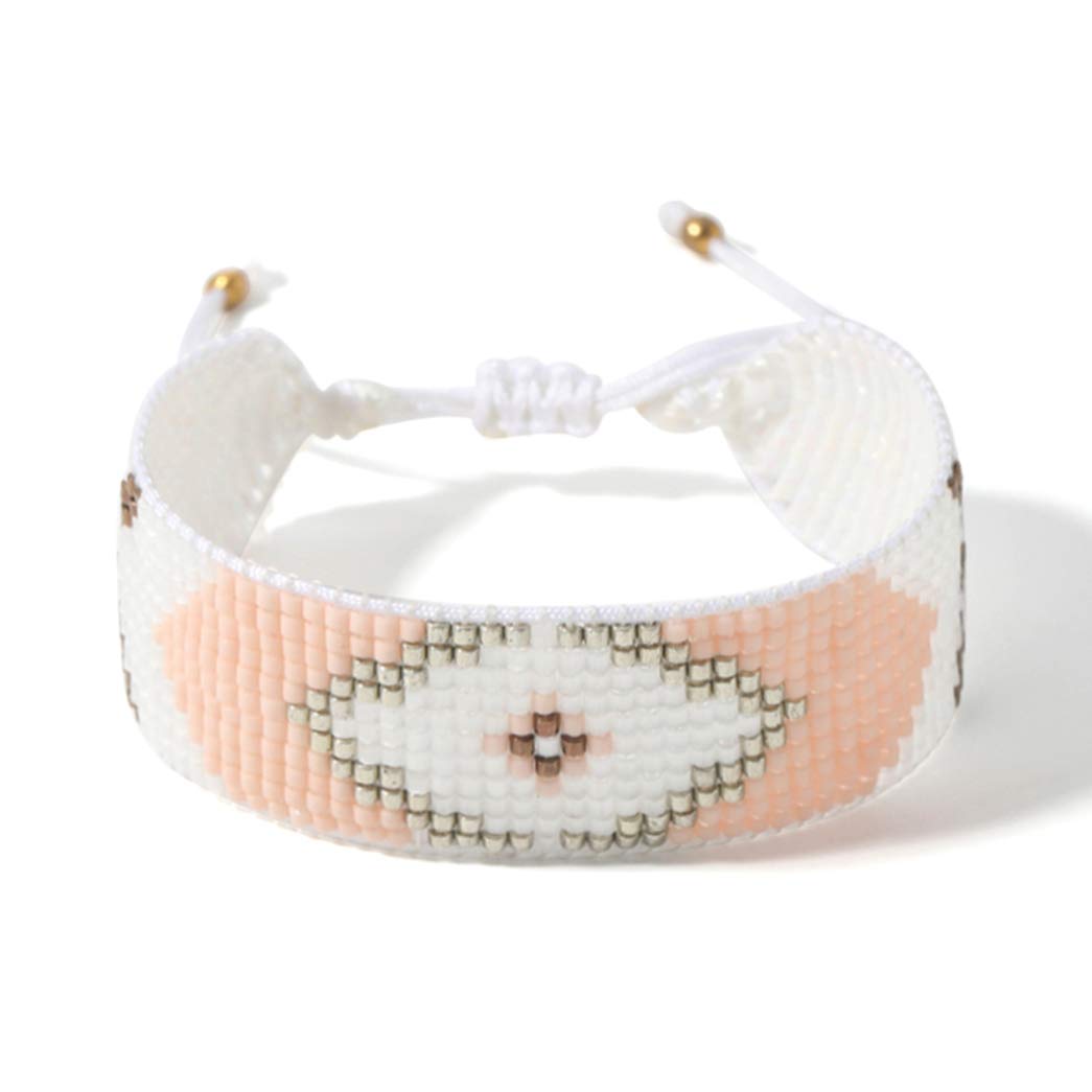 BALIBALI Seed Beads Bracelet Evil Eye Star Lips Bracelet Cuff Women Bangle Hot Summer Charms Loom Woven Jewelry (3 Set C)