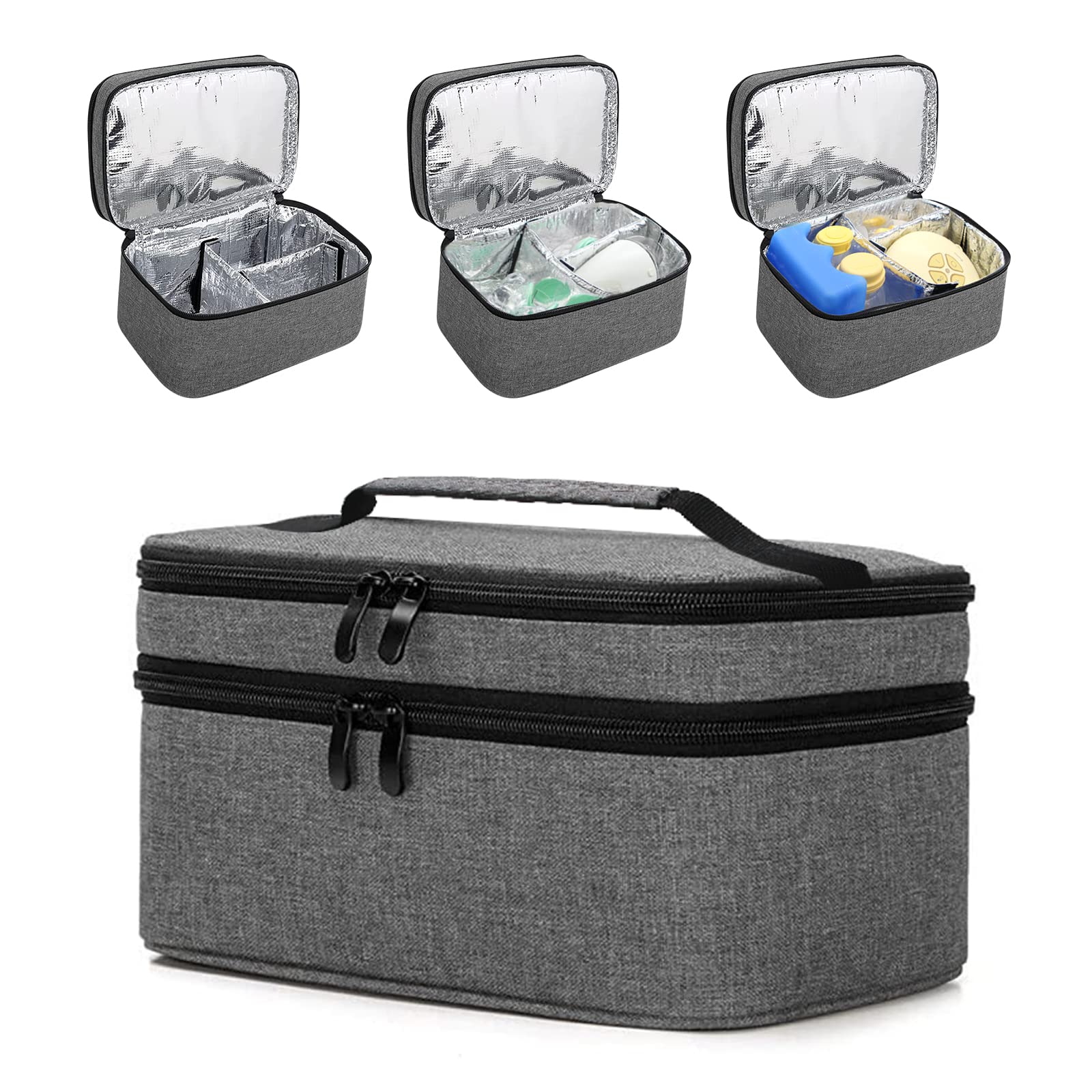 Breast Pump Bag Compatible with Willow and Elvie Breast Pump for Working Moms, Carrying Breast Pump Storage Bag with 2 Compartments for Wearable Breast Pump and Accessories(Grey)