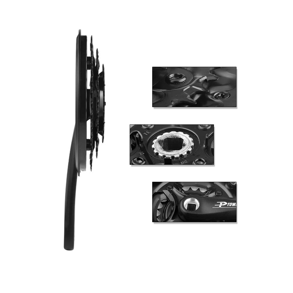 Bibike 6/7/8 Speed Mountain Bike Crankset 170mm Square Diamond Hole Crank 24/34/42T Chainrings