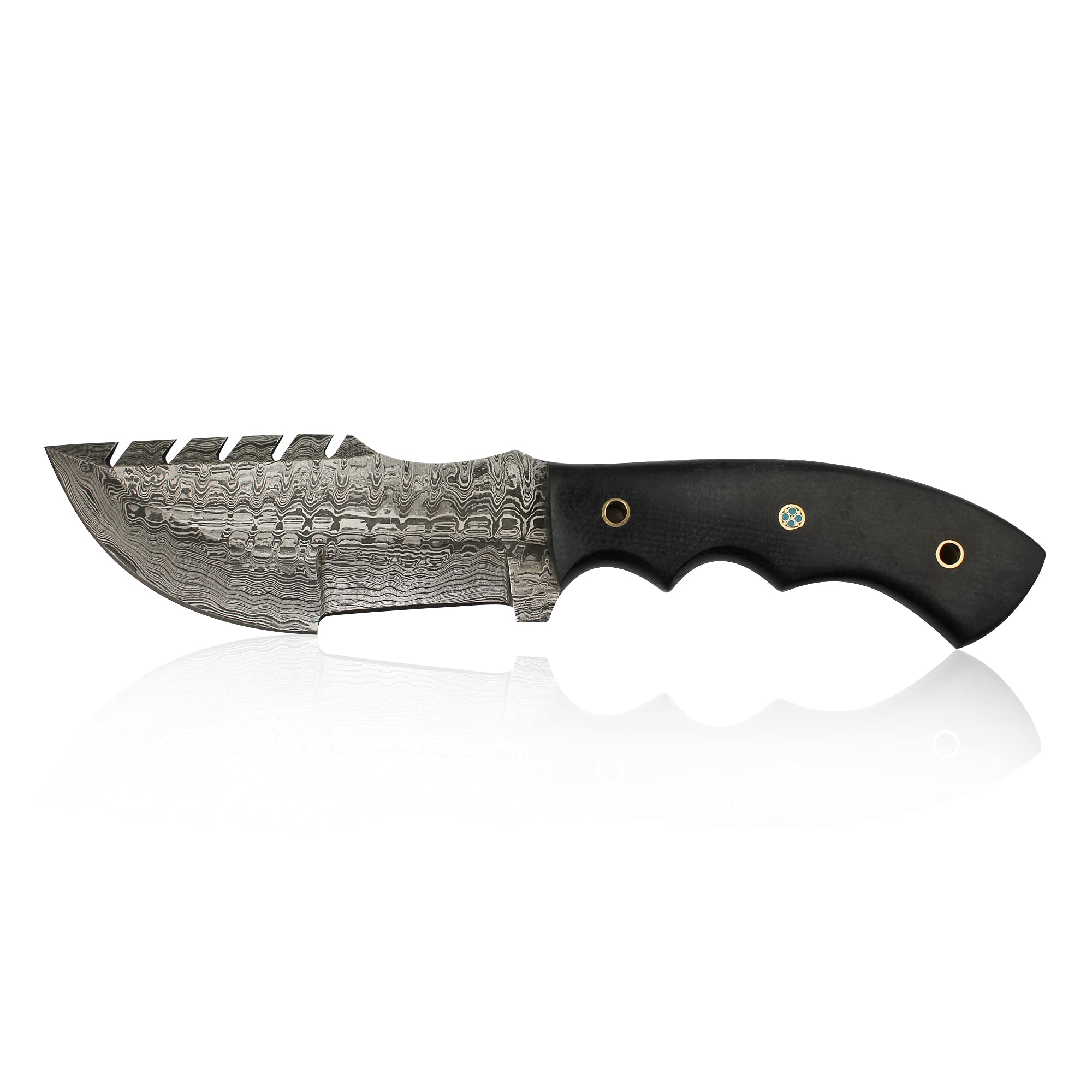 BBX Hand Made Damascus Hunting Knife with Leather Sheath Bush Craft Knife Survival Knife 10 Inches fixed Blade with ASH Wood Handle (Tracker Knife, 10 Inches)