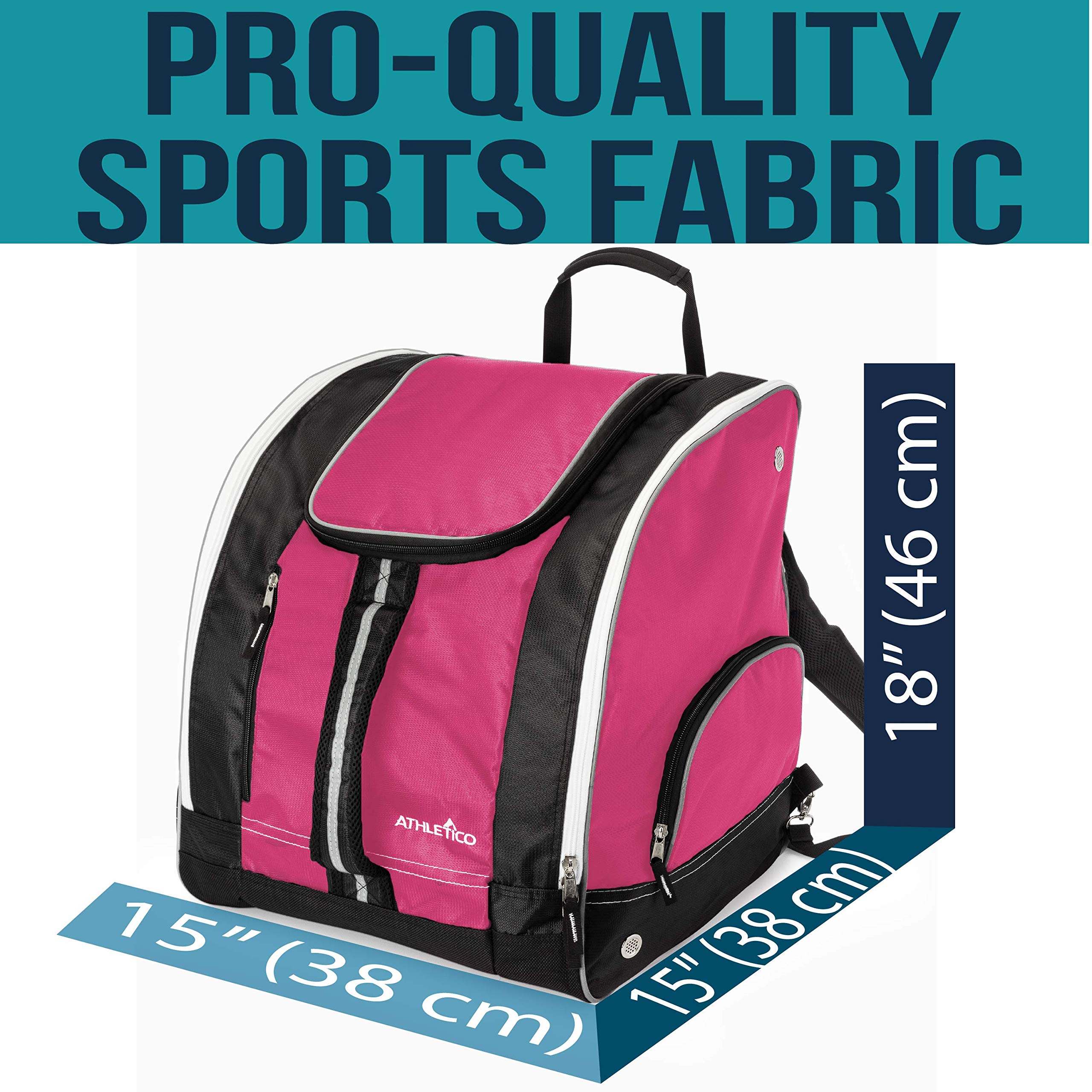 Athletico Ski Boot Bag – Skiing and Snowboarding Travel Luggage – Stores Gear Including Jacket, Helmet, Goggles, Gloves & Accessories – Venting and Grommets for Snow Drainage (Pink)