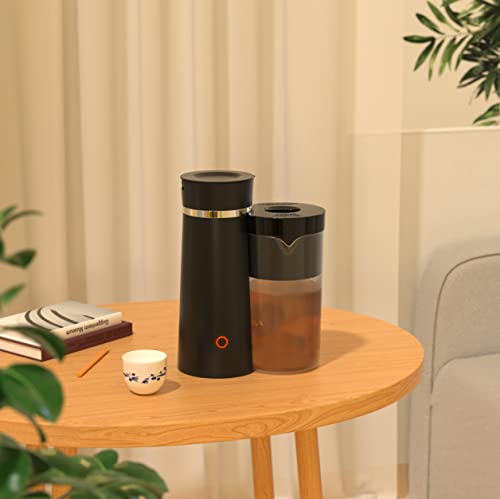 KINGTOO Iced Tea maker with Pitcher, 2qt Ice Tea Coffee machine for Sweet Tea and Ground Coffee, Black