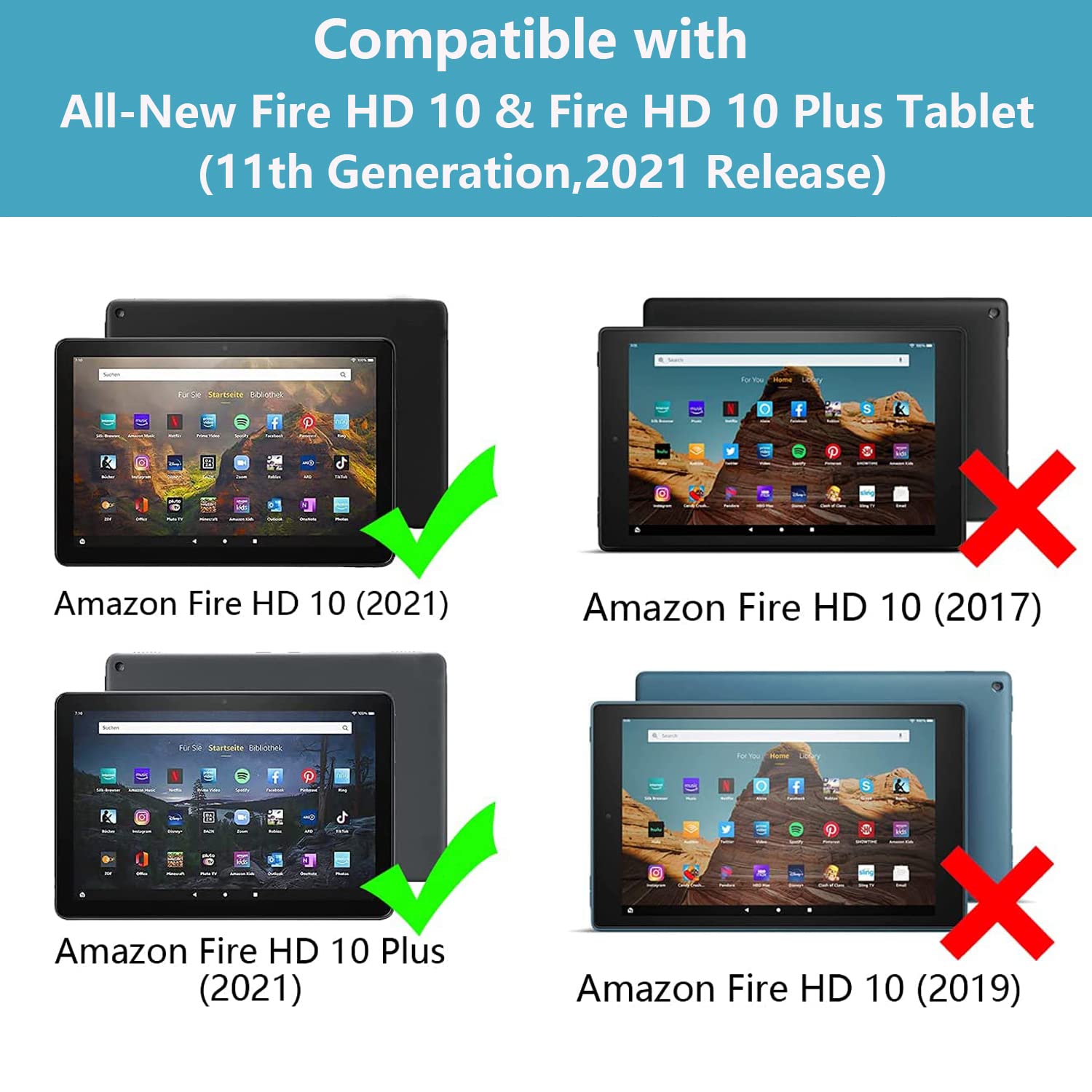 FQTBCEARI Case for All-New Amazon Fire HD 10/Fire HD 10 Plus Tablet (11th Generation, 2021 Release), Slim PU Leather Cover with Card Slot & Pencil Holder, Colorful Dog Paw Print