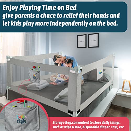 SuperStyle Bed Rail for Toddlers, Upgrade Extra Long Bed Rail Guard, Safety Bed Fence Protector Rail with Soft Breathable Fabric, fit Twin, Full, Queen, King Size Mattress (70 Inch)