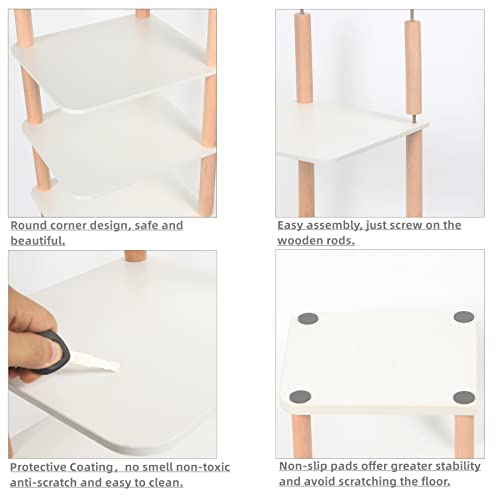 LUCKNOCK 8 Tiers Vertical Shoe Rack, Narrow Organizer, Stylish Wooden Shoe Storage Stand, Space Saving Shelf Tower, Free Standing for Entryway, No-Tool Assembly, White.