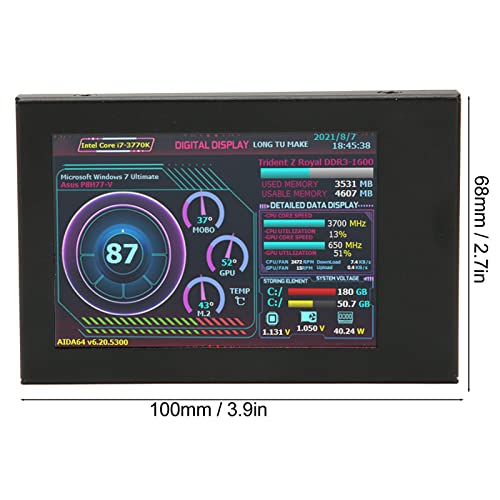 BOTEGRA PC CPU Data Monitor, 3.5 Inch USB Connection Computer Temp Monitor for Home