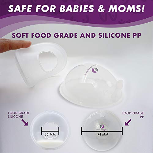 New Model with Plugs! Breast Shell & Milk Catcher for Breastfeeding Relief (2 in 1) Protect Cracked, Sore, Engorged Nipples & Collect Breast Milk Leaks During The Day, While Nursing or Pumping