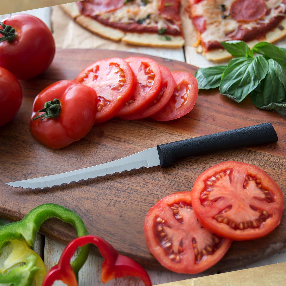 RADA Cutlery Tomato Slicing Knife Stainless Steel Blade Made in USA, 8-7/8 Inches, 2-Pack, Black Handle