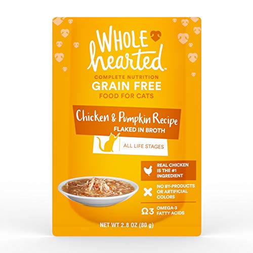 WholeHearted Grain Free Chicken & Pumpkin Recipe Flaked in Broth Wet Cat Food, 2.8 oz., Case of 12