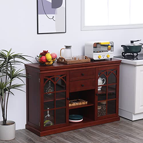 Erinnyees Storage Console Cabinet, Modern Kitchen Storage Sideboard with 2 Drawers and 2 Cabinets, Buffet Server Cabinet for Living Room, Entryway, Hallway, Brown…