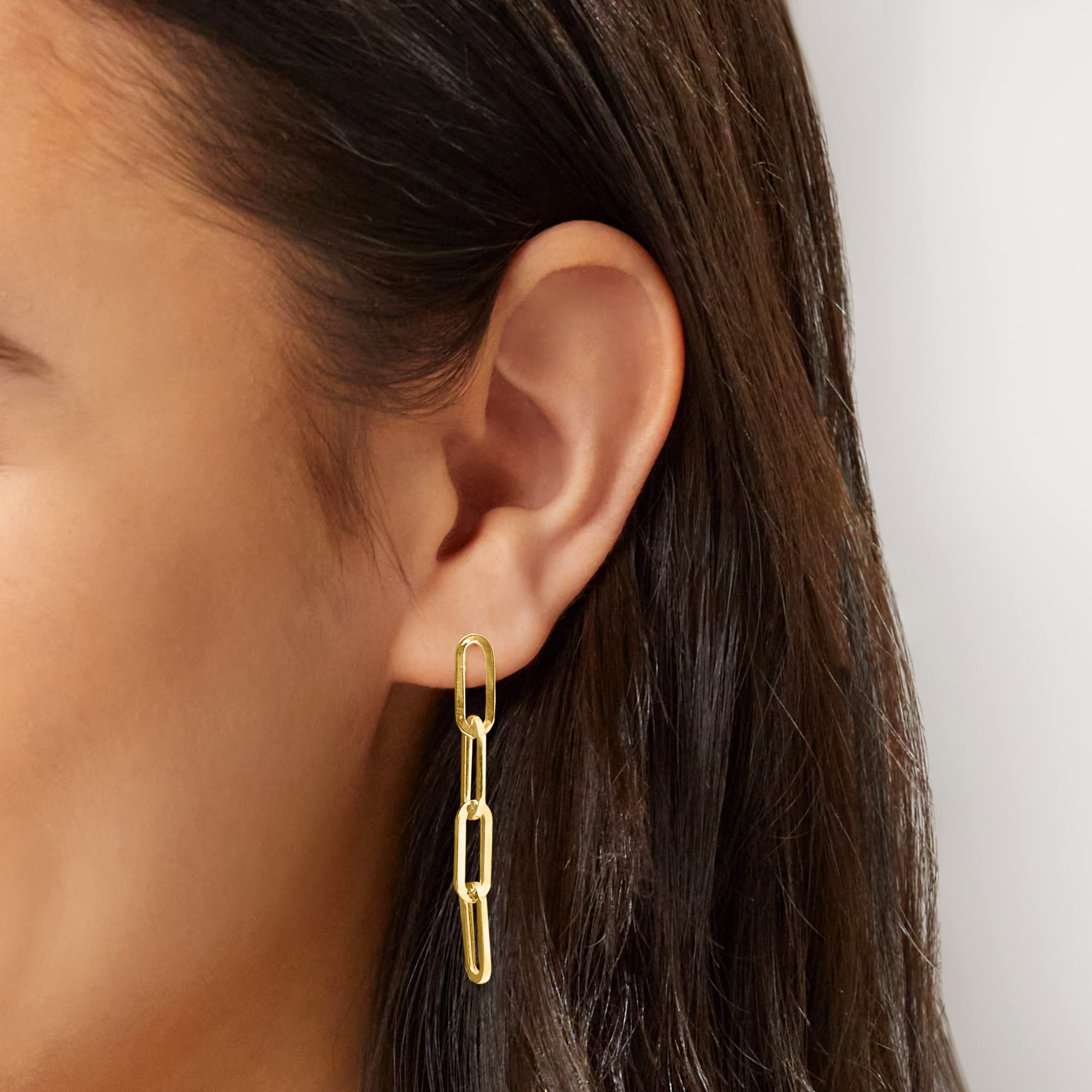 Canaria 10kt Yellow Gold Paper Clip Link Drop Earrings