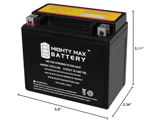 Mighty Max Battery YTX12-BS Power Sports Battery Replaces CYTX12-BS, CTX12-BS