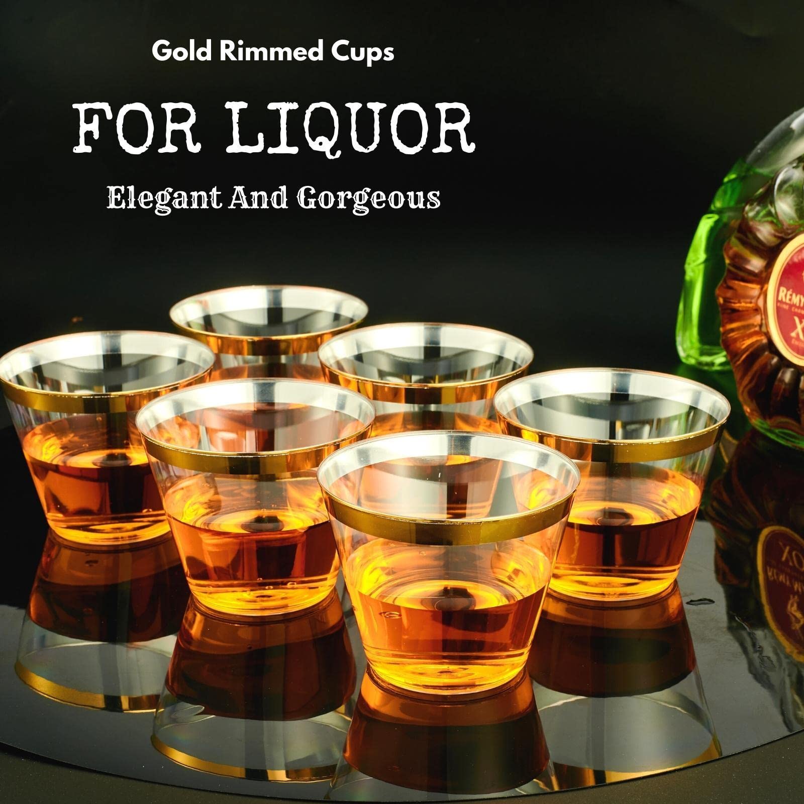 Athoma 12oz Gold Rimmed Plastic Cups Disposable, Drinket Gold Plastic Glasses for party, 100pcs Disposable Plastic Cups Tumblers, Hard Plastic Party Cups, Plastic Wedding Cups,Plastic Cups For Party