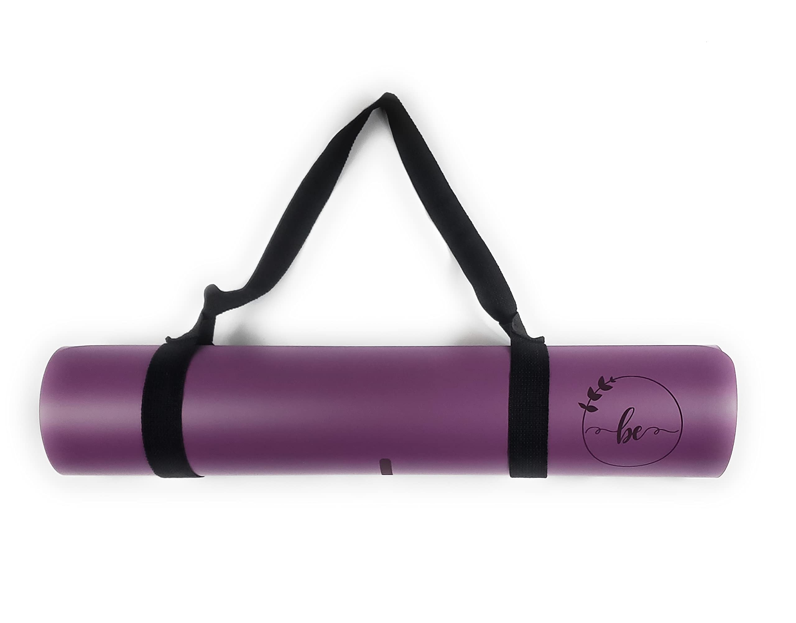 BE Yoga Mat 5mm Thick Premium Yoga Exercise Mat with Carry Strap, ARC Alignment Dry Grip Pro Technology Moisture Wicking 100% Polyurethane Leather Top and NonSlip Rubber Bottom for Hot Yoga,