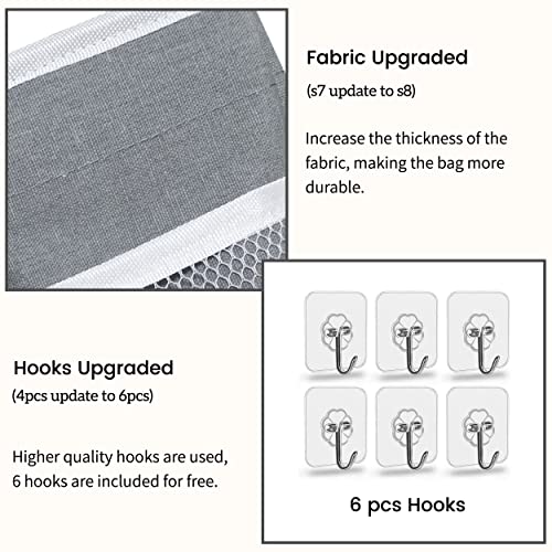 Kanrichu 2pcs Large Wall Hanging Organizer Bag, Linen Fabric Door Hanging Storage Baskets with Pockets, Waterproof Bin for Kitchen, Bedroom, Office, RV Camper (Gray)